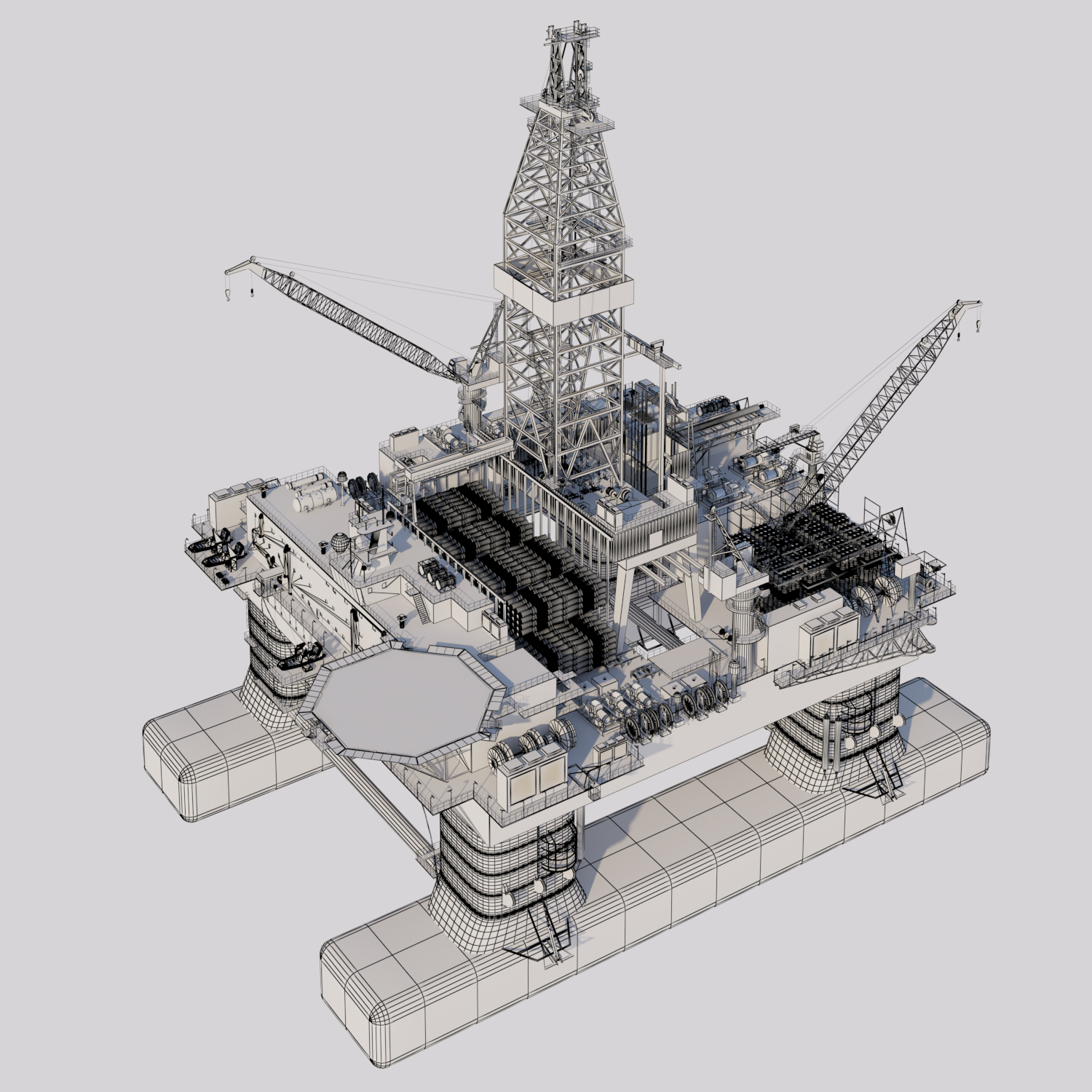 3D semi submersible oil rig - TurboSquid 1178366