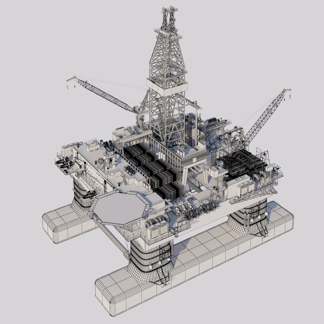 3D semi submersible oil rig - TurboSquid 1178366