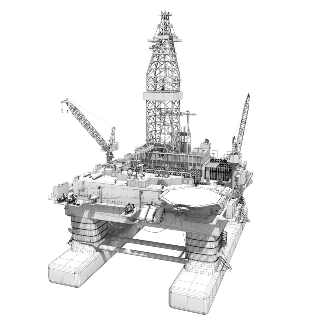 3D semi submersible oil rig - TurboSquid 1178366