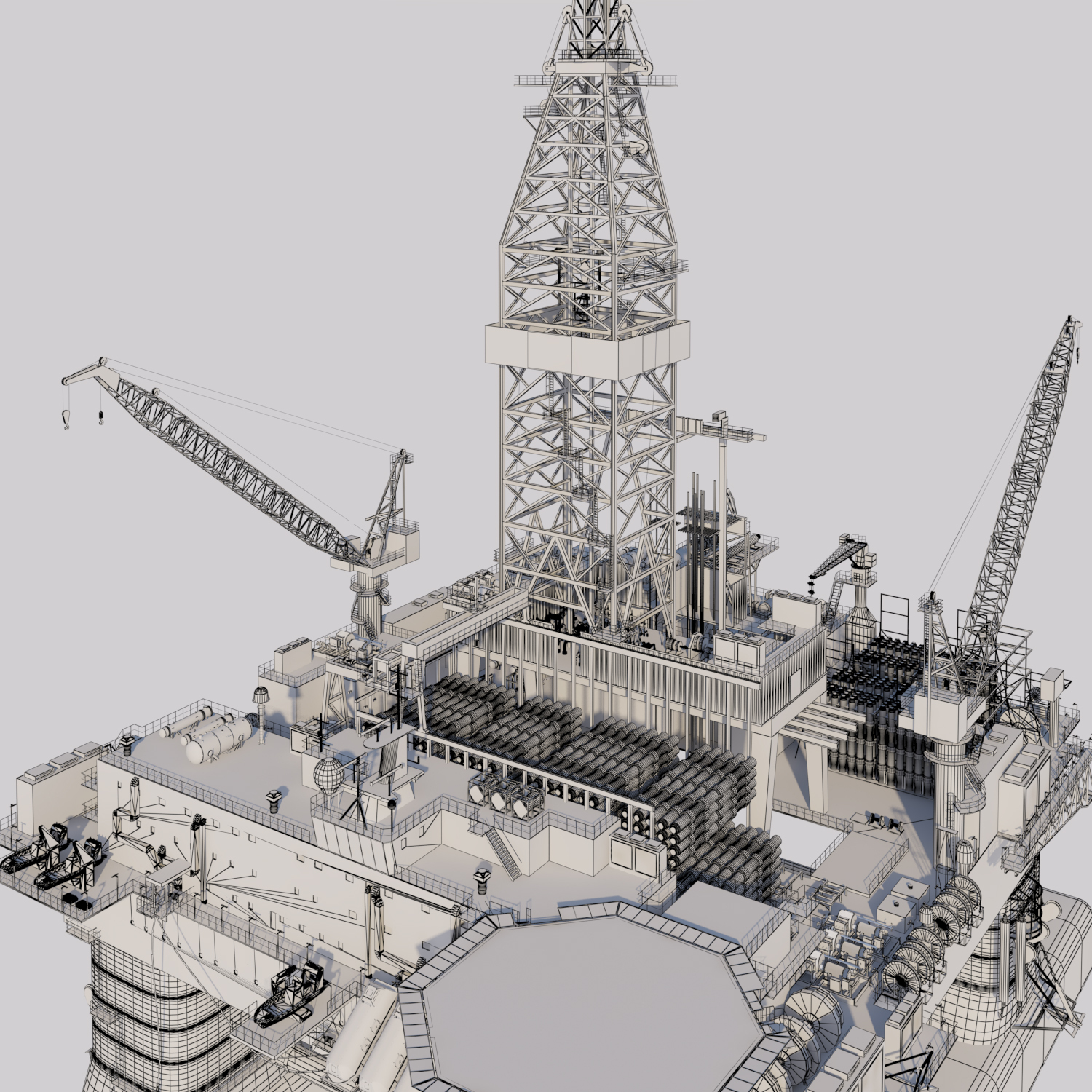 3D semi submersible oil rig - TurboSquid 1178366