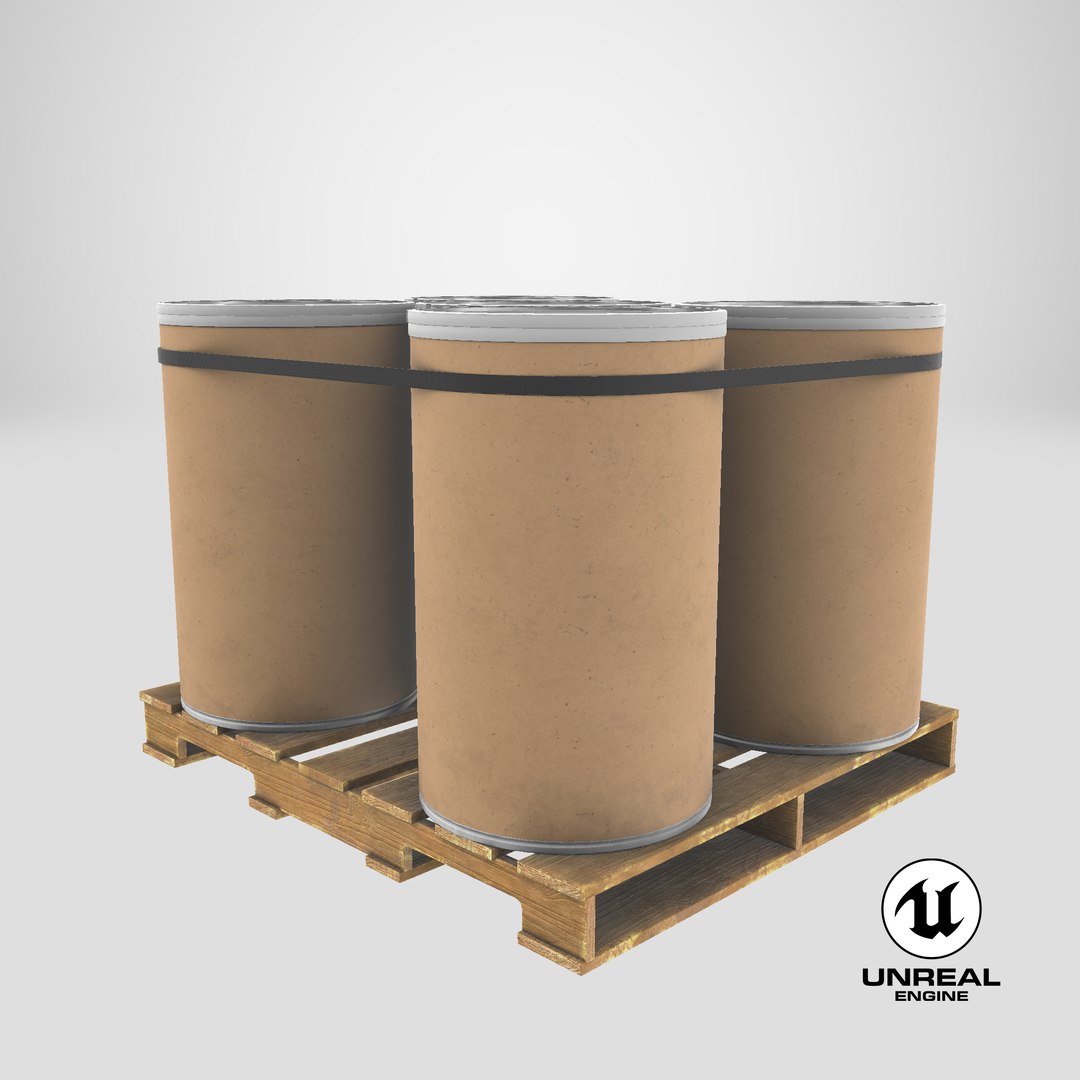3D Cardboard Drum Barrel Single Pallet model - TurboSquid 1965854