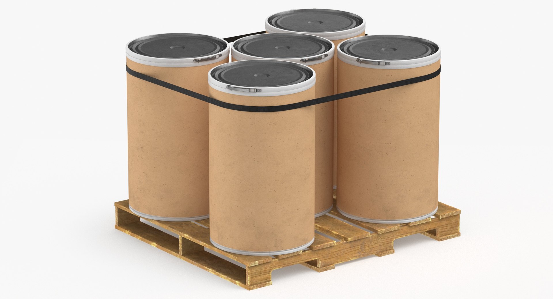 3D Cardboard Drum Barrel Single Pallet Model - TurboSquid 1965854