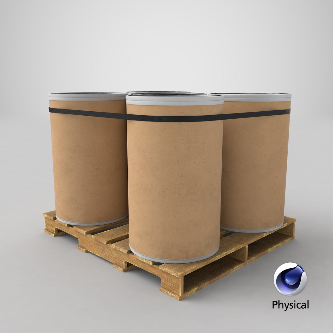 3D Cardboard Drum Barrel Single Pallet model - TurboSquid 1965854