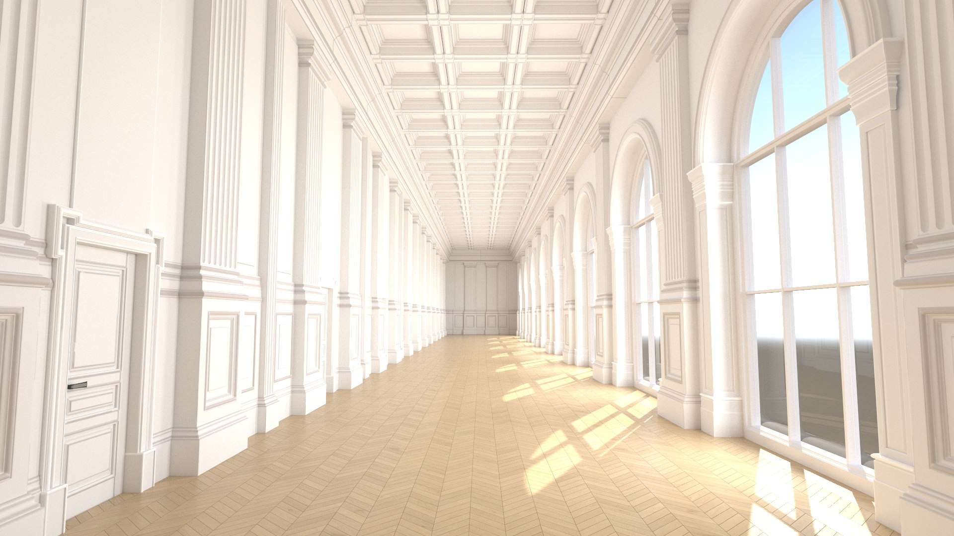 3D classic corridor interior - TurboSquid 1642850