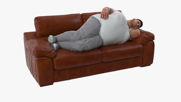 modelo 3d Hombre gordo acostado en la piel del sofá - TurboSquid 2243605