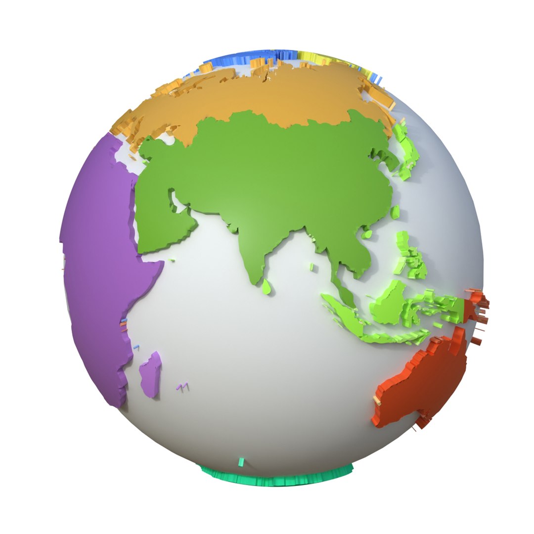 3D Continents Map Globe - TurboSquid 2347326