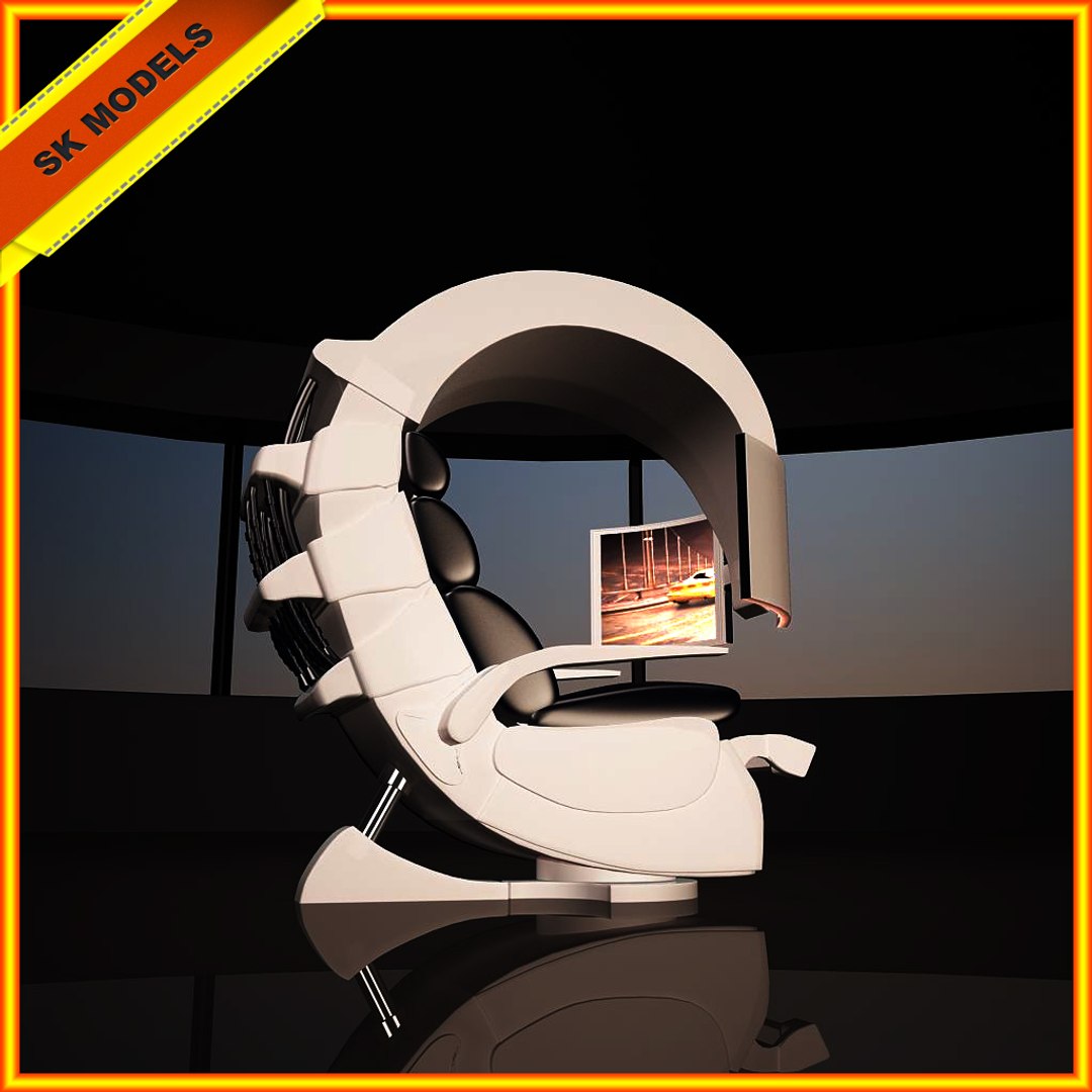 3d Hitech Modern Chair Work Station Model