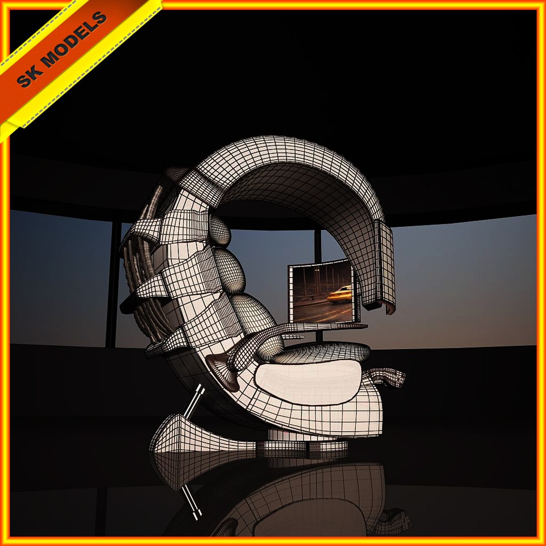 3d Hitech Modern Chair Work Station Model