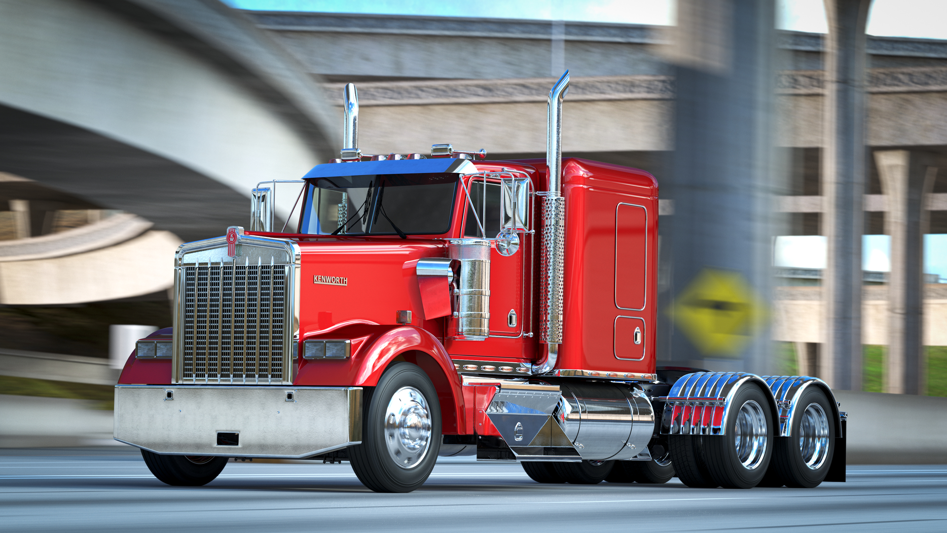 Kenworth W900 트럭 및 평판 트레일러 3D 모델 - TurboSquid 2158225