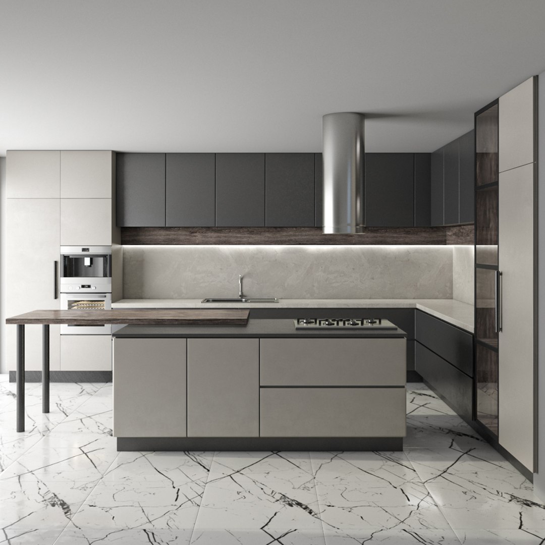3D Model Residential Interior Of Modern Kitchen - TurboSquid 1858802