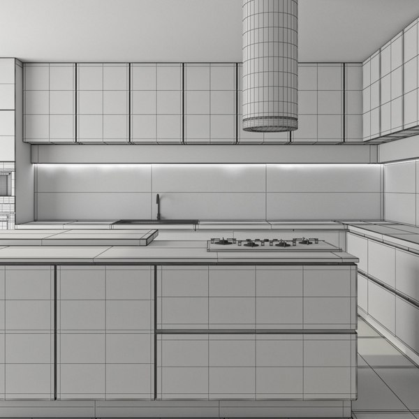 modelo 3d interior residencial de cocina moderna - TurboSquid 1858802