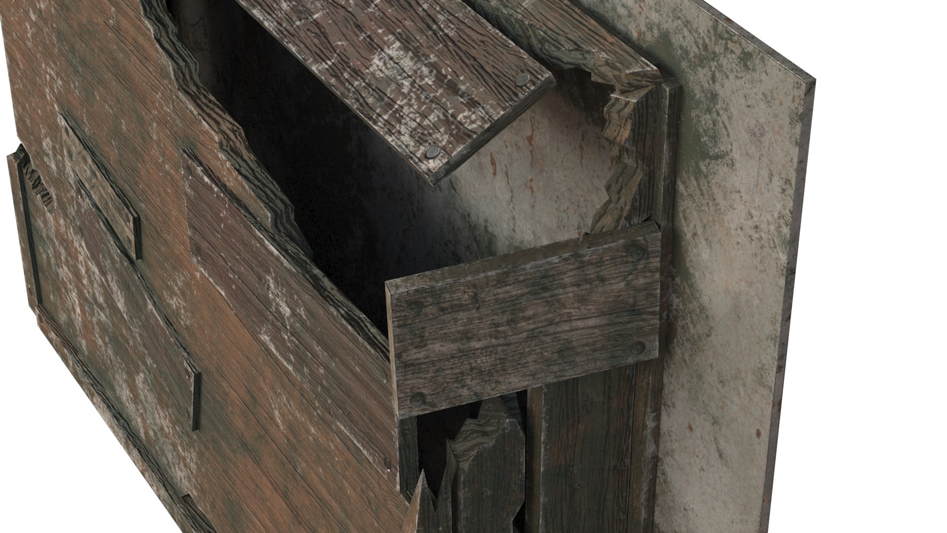 Post Apocalyptic Wooden Wall Crate 3D Model - TurboSquid 1832514