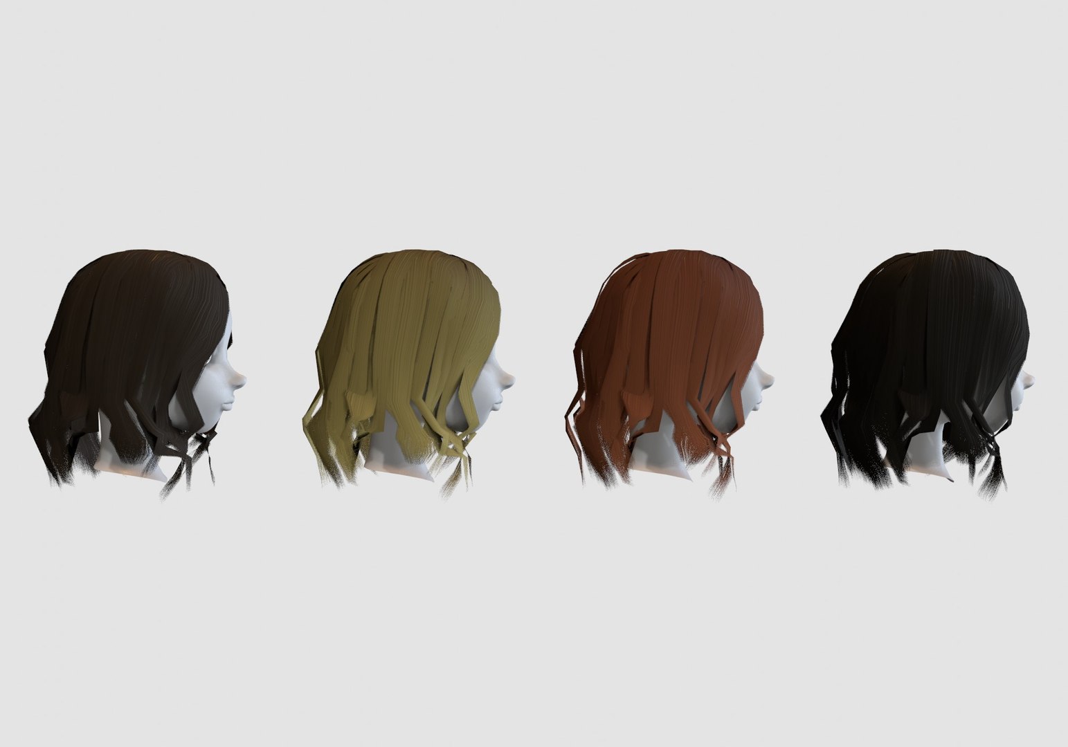 3D Hairstyle In 4 Colors - TurboSquid 1899493