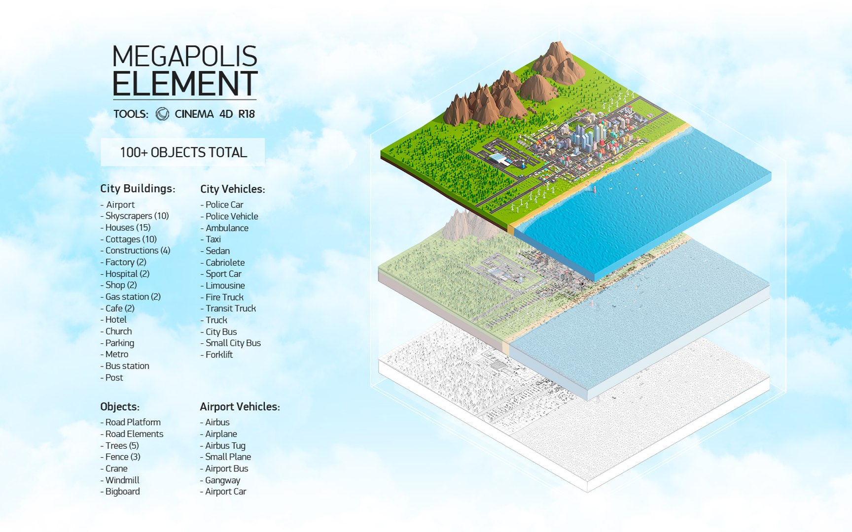 Megapolis Buildings Airport Landscape Model | 1146310 | TurboSquid
