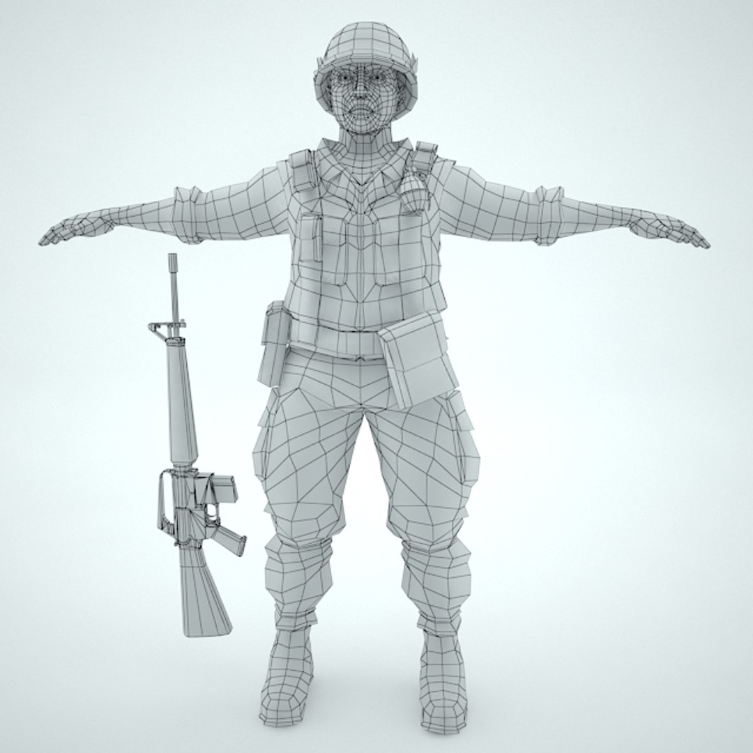 3d Model Unwrapped Marine Soldier Vietnam