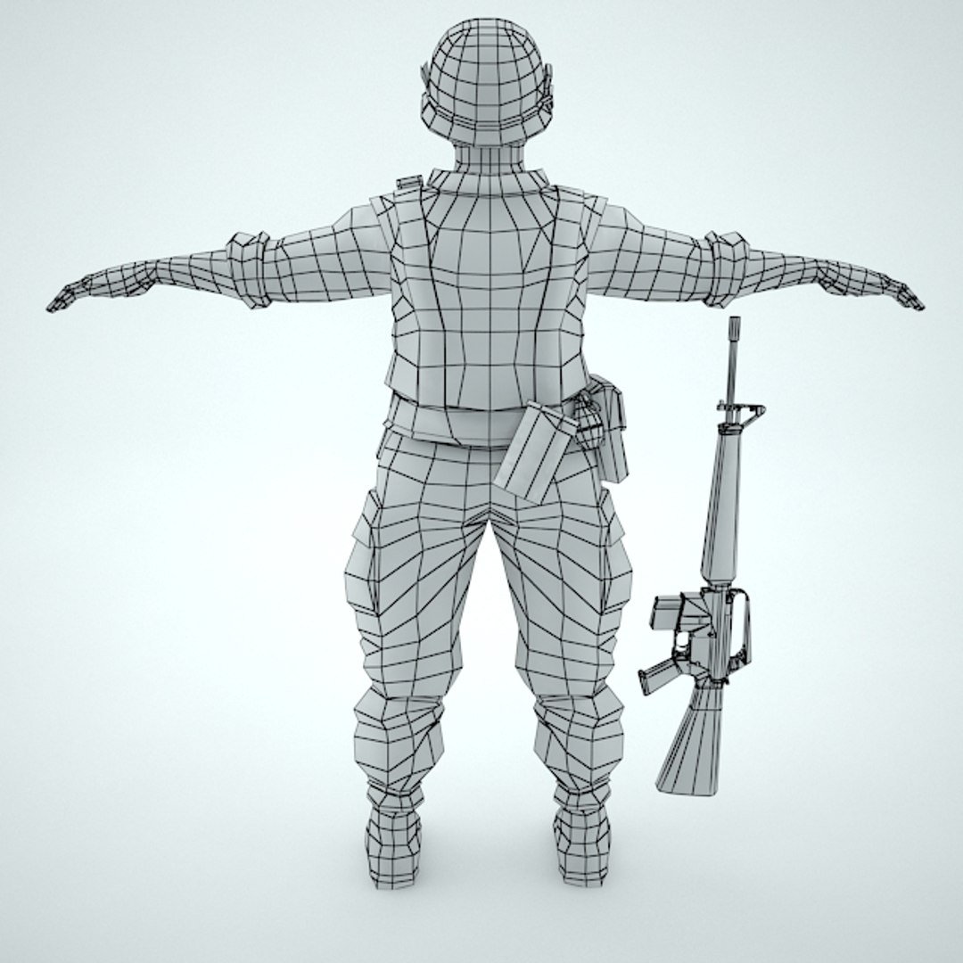 3d Model Unwrapped Marine Soldier Vietnam