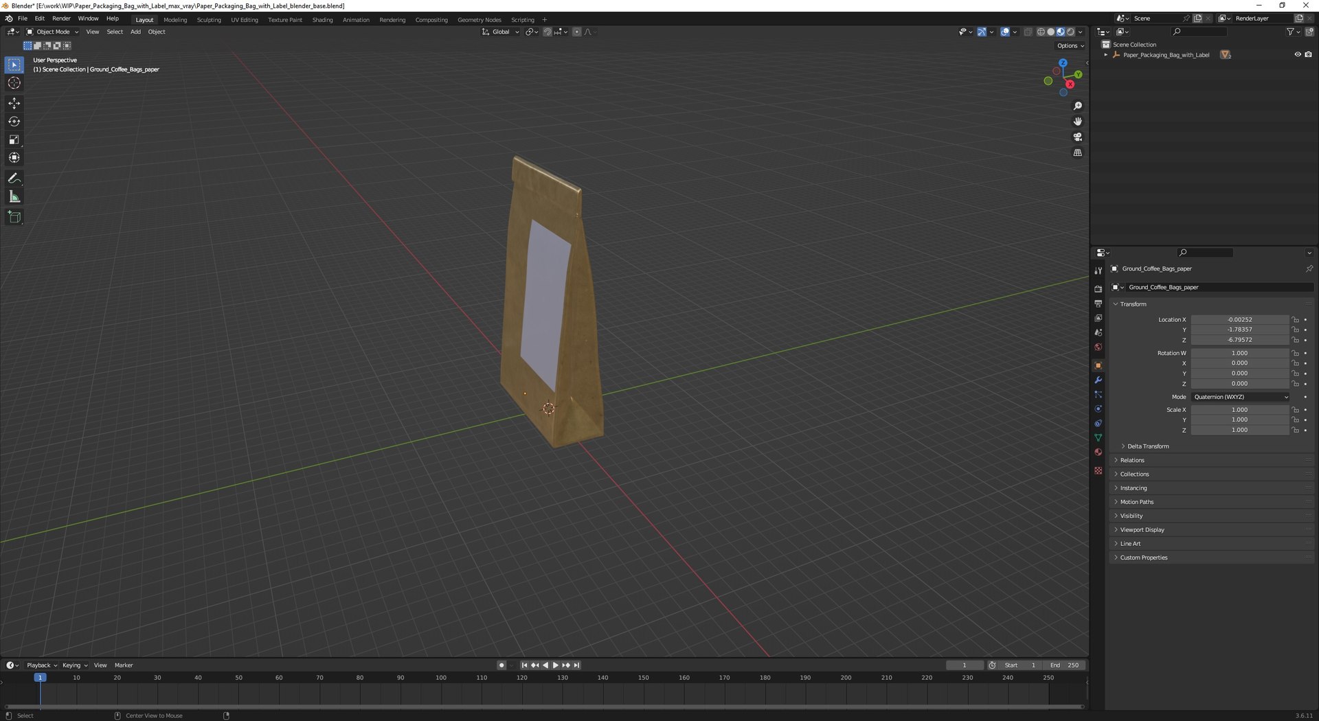 3D Paper Packaging Bag With Label Model - TurboSquid 2345999
