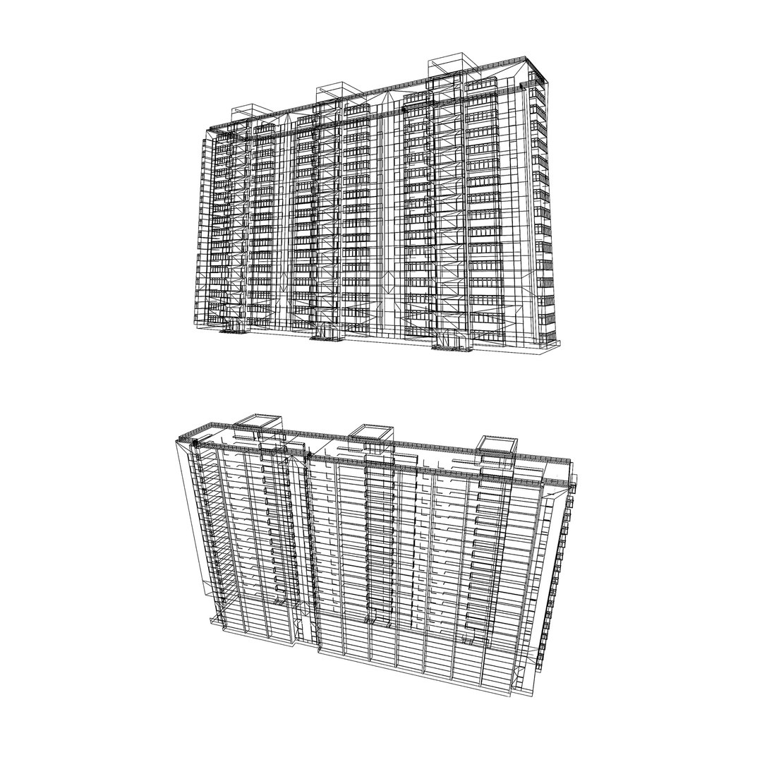 Brick residential multi-storey 3D - TurboSquid 1453152