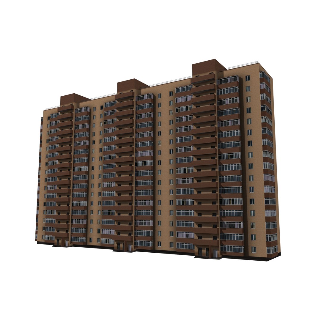 Brick residential multi-storey 3D - TurboSquid 1453152