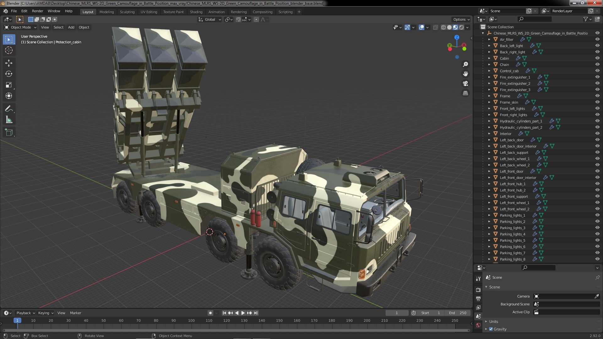 Chinese MLRS WS-2D Green Camouflage in Battle Position 3D model ...