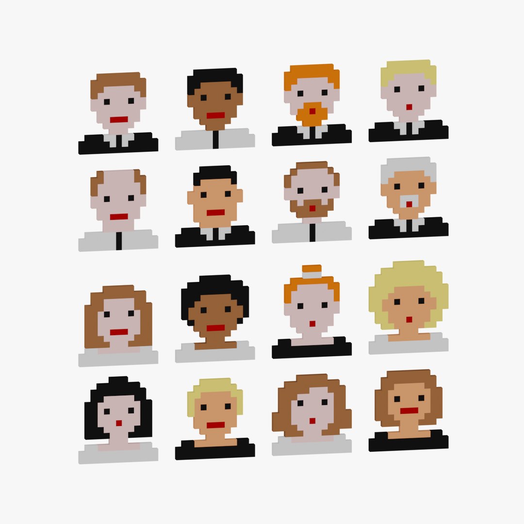 Avatars Business People Low Poly 8 Bit Icons 3D - TurboSquid 1945623