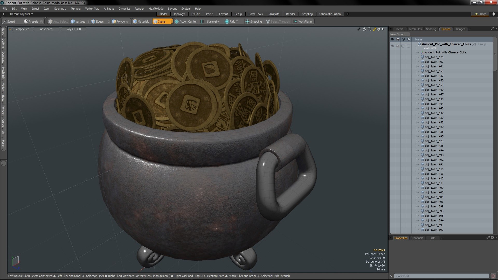 3D Ancient Pot With Chinese Coins - TurboSquid 2065232
