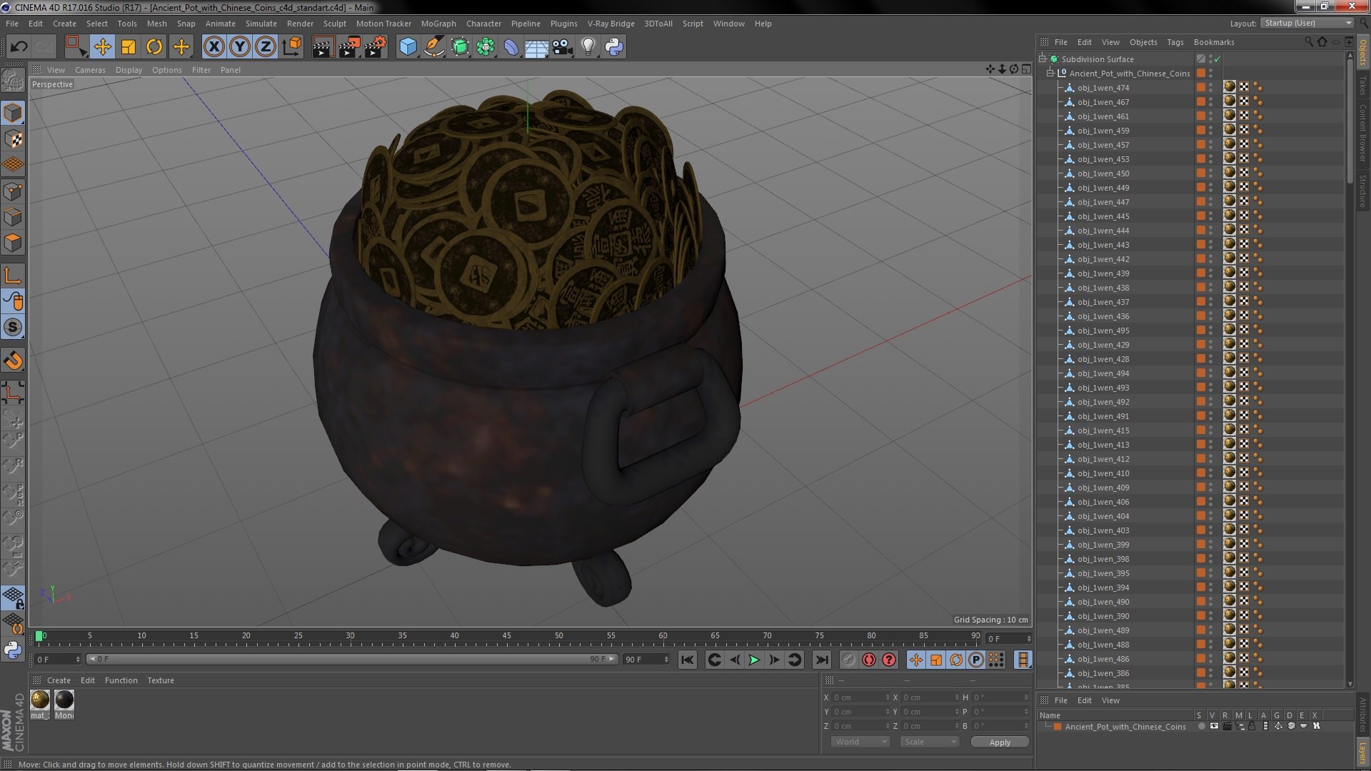 3D Ancient Pot With Chinese Coins - TurboSquid 2065232
