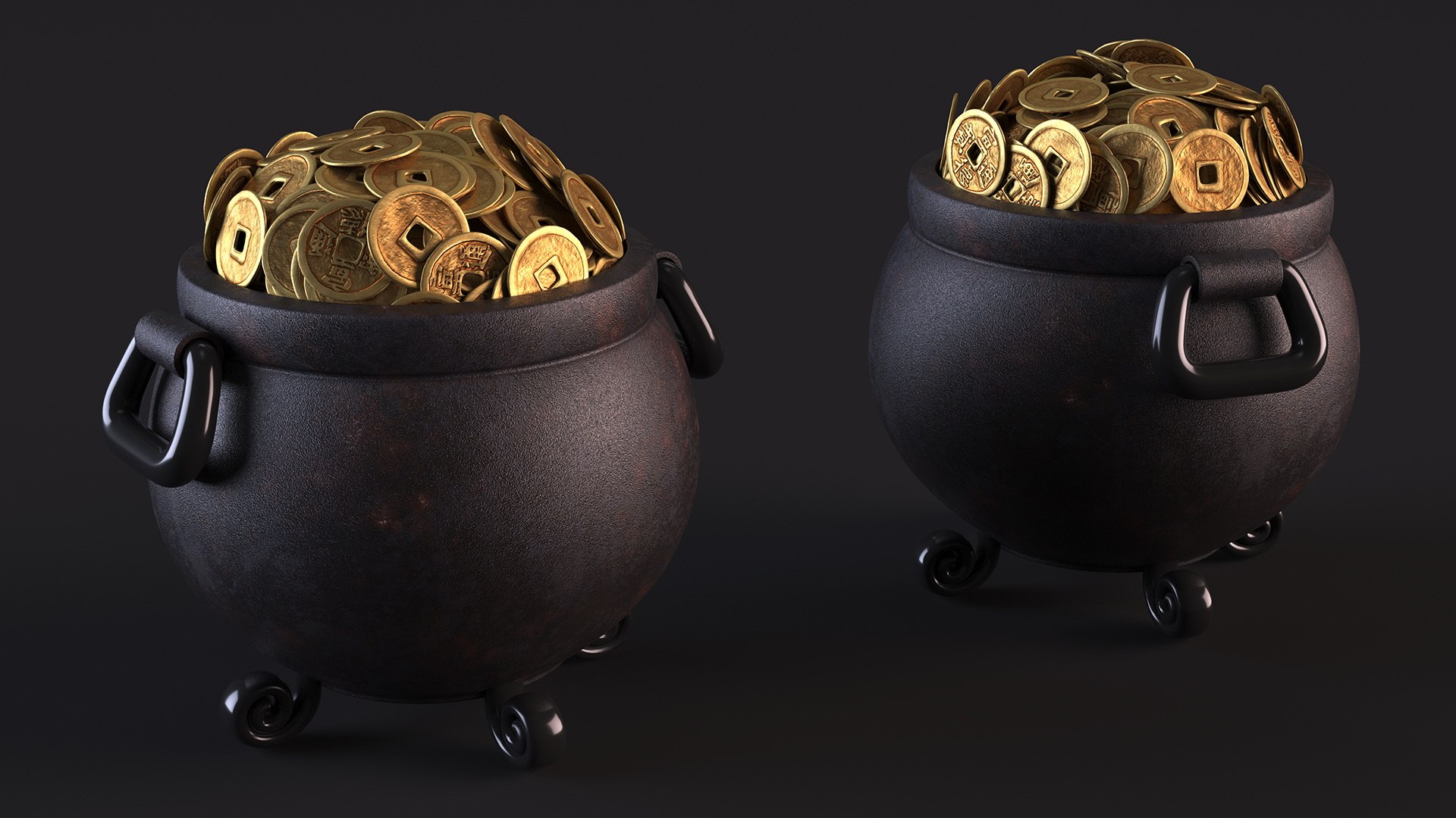 3D Ancient Pot With Chinese Coins - TurboSquid 2065232