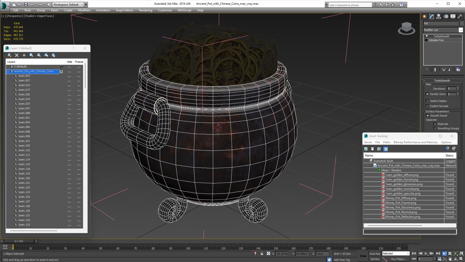 3D Ancient Pot With Chinese Coins - TurboSquid 2065232