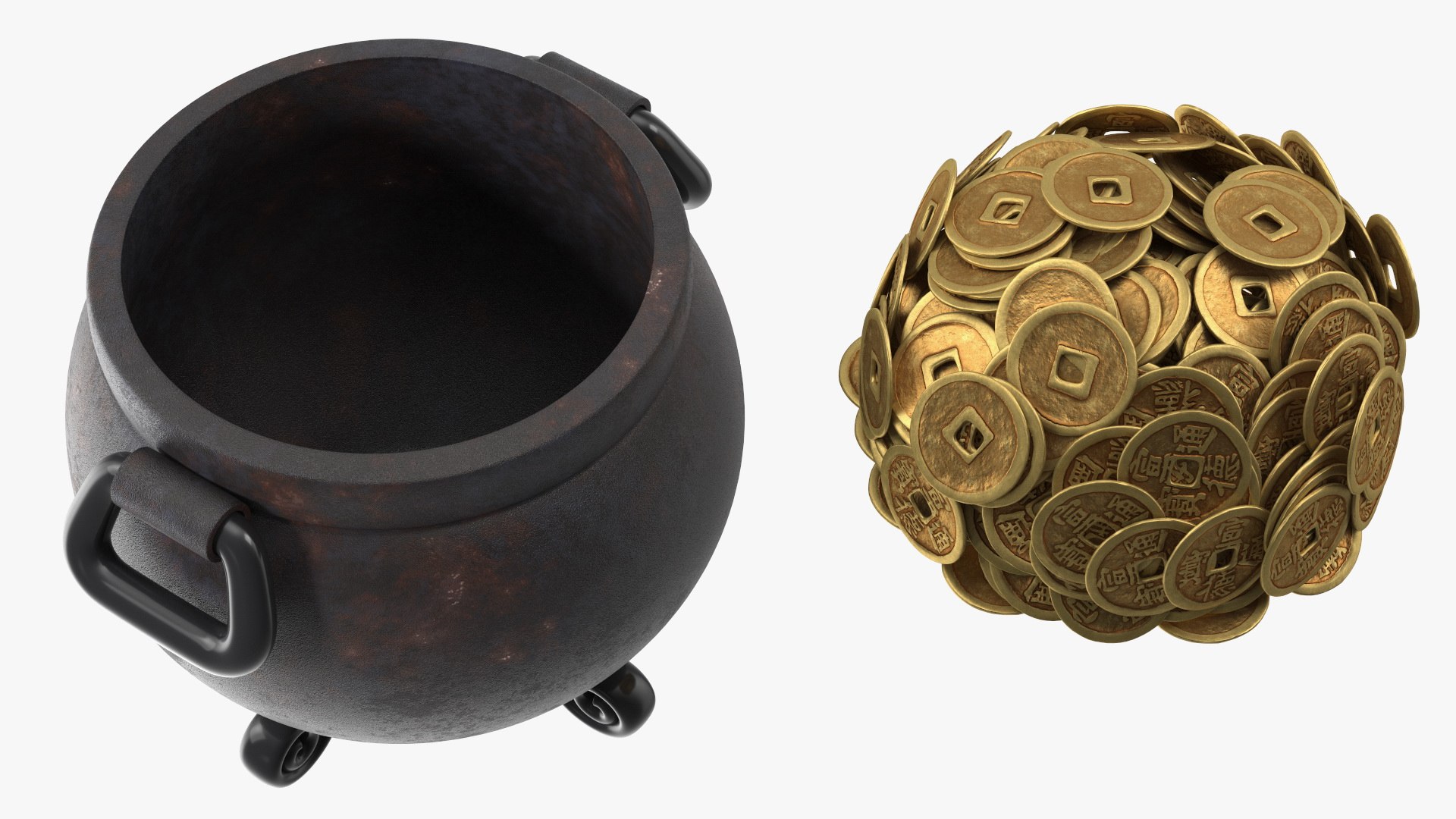 3D Ancient Pot With Chinese Coins - TurboSquid 2065232