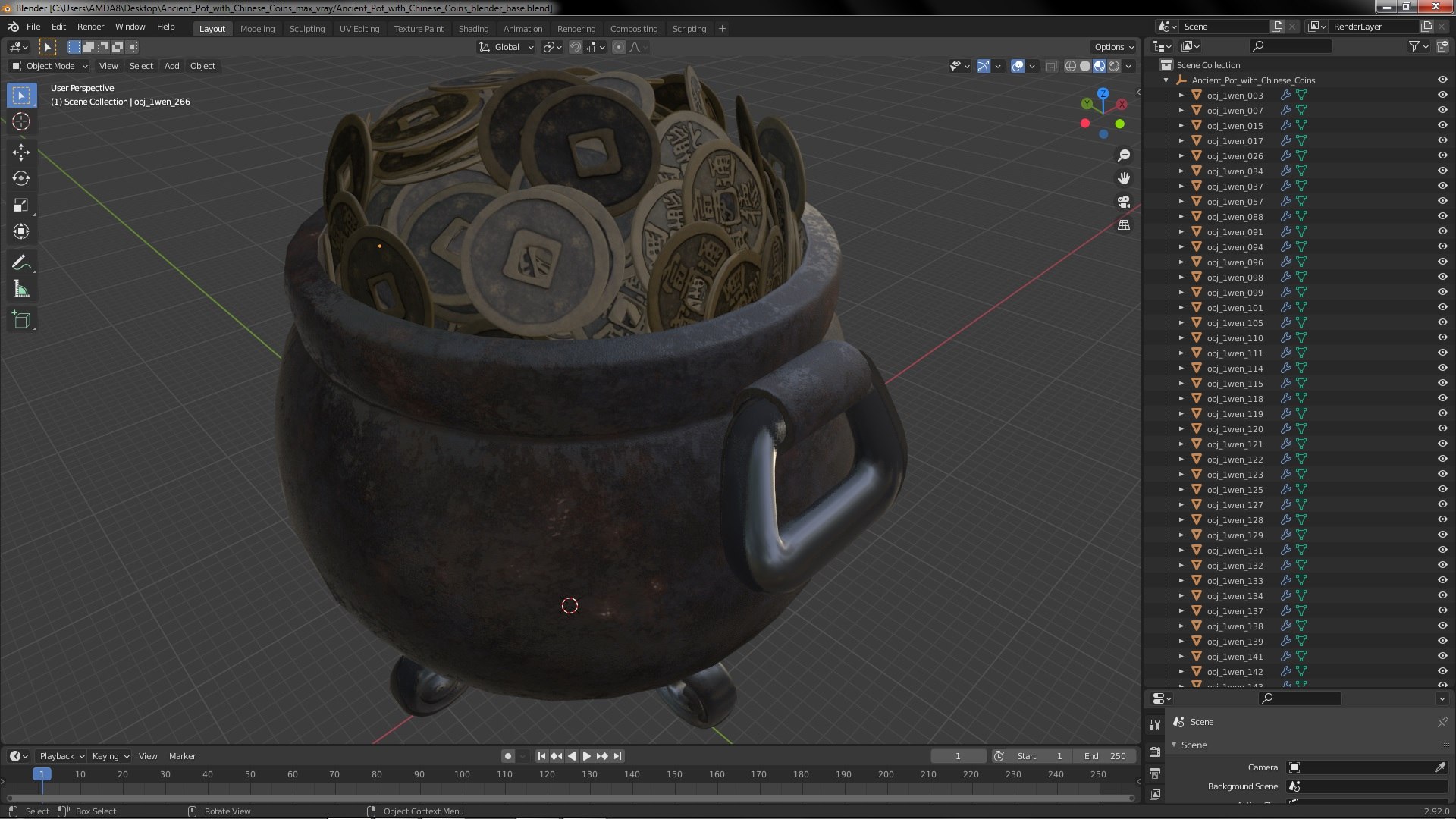 3D Ancient Pot With Chinese Coins - TurboSquid 2065232