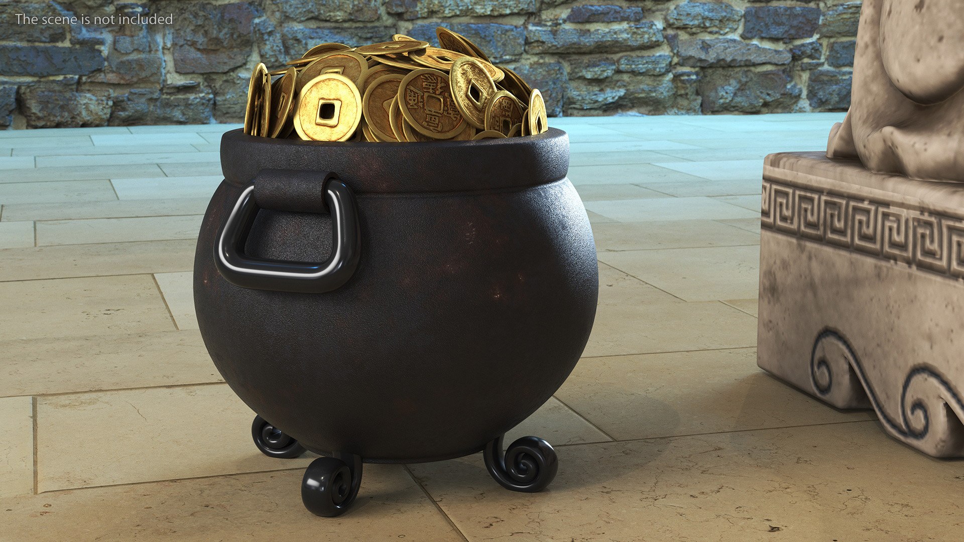 3D Ancient Pot With Chinese Coins - TurboSquid 2065232