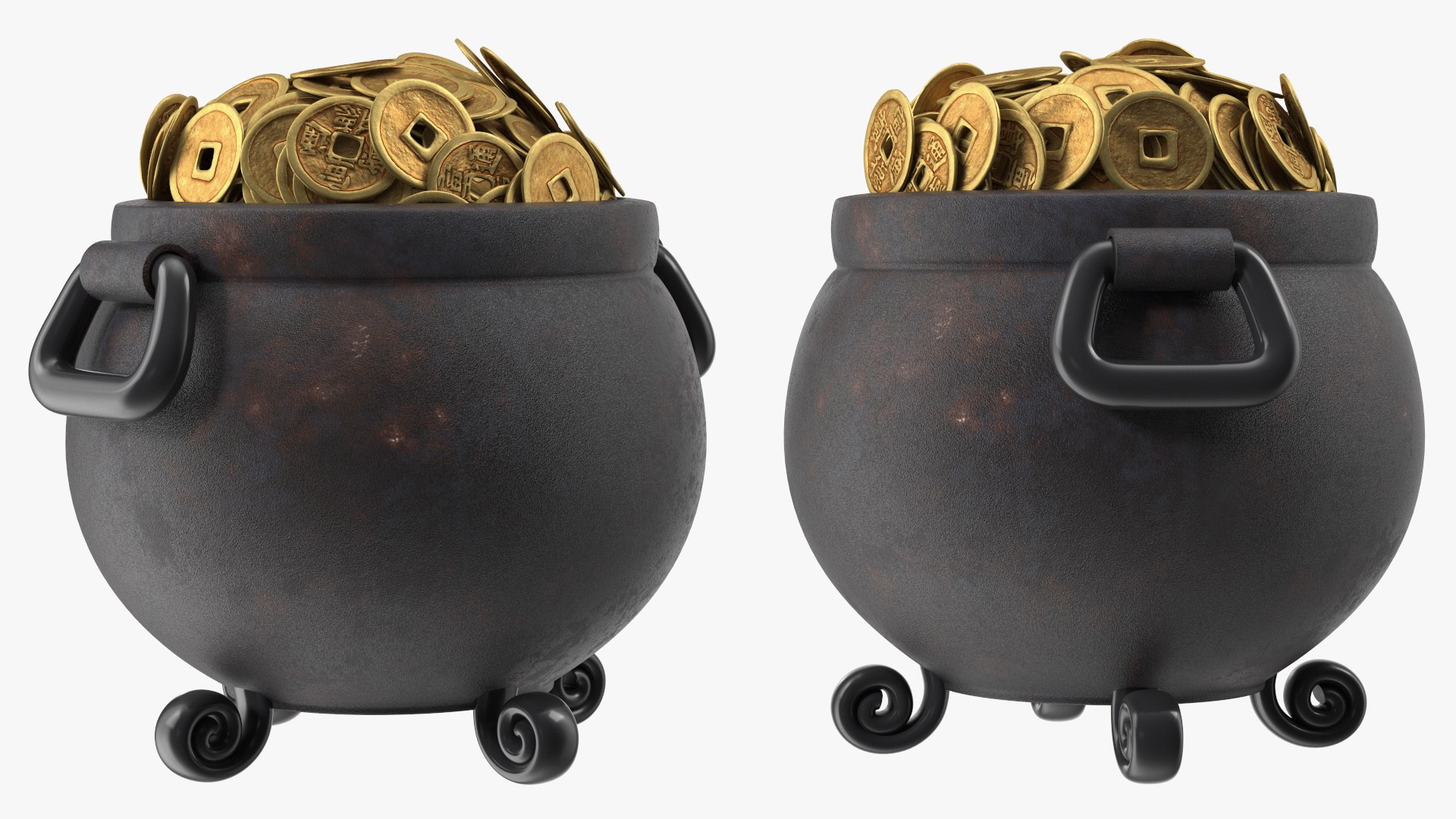 3D Ancient Pot With Chinese Coins - TurboSquid 2065232