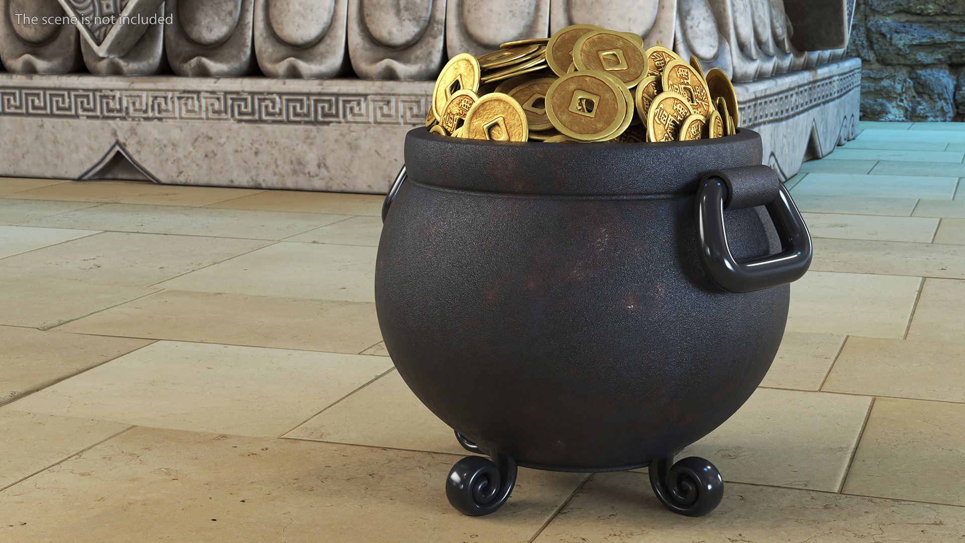 3D Ancient Pot With Chinese Coins - TurboSquid 2065232