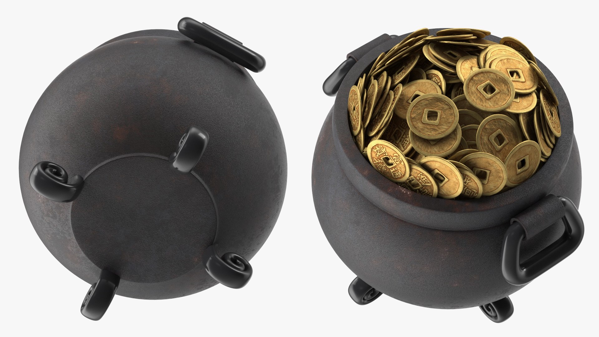 3D Ancient Pot With Chinese Coins - TurboSquid 2065232