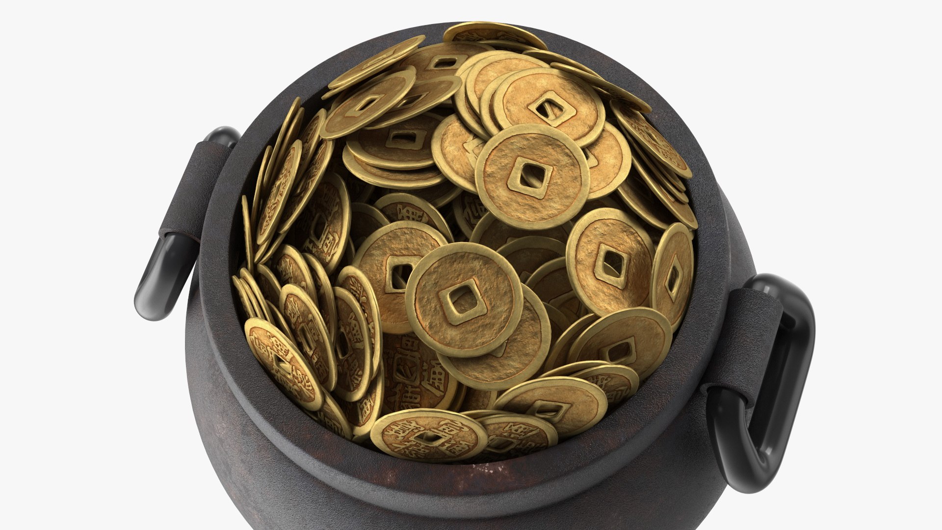 3D Ancient Pot With Chinese Coins - TurboSquid 2065232