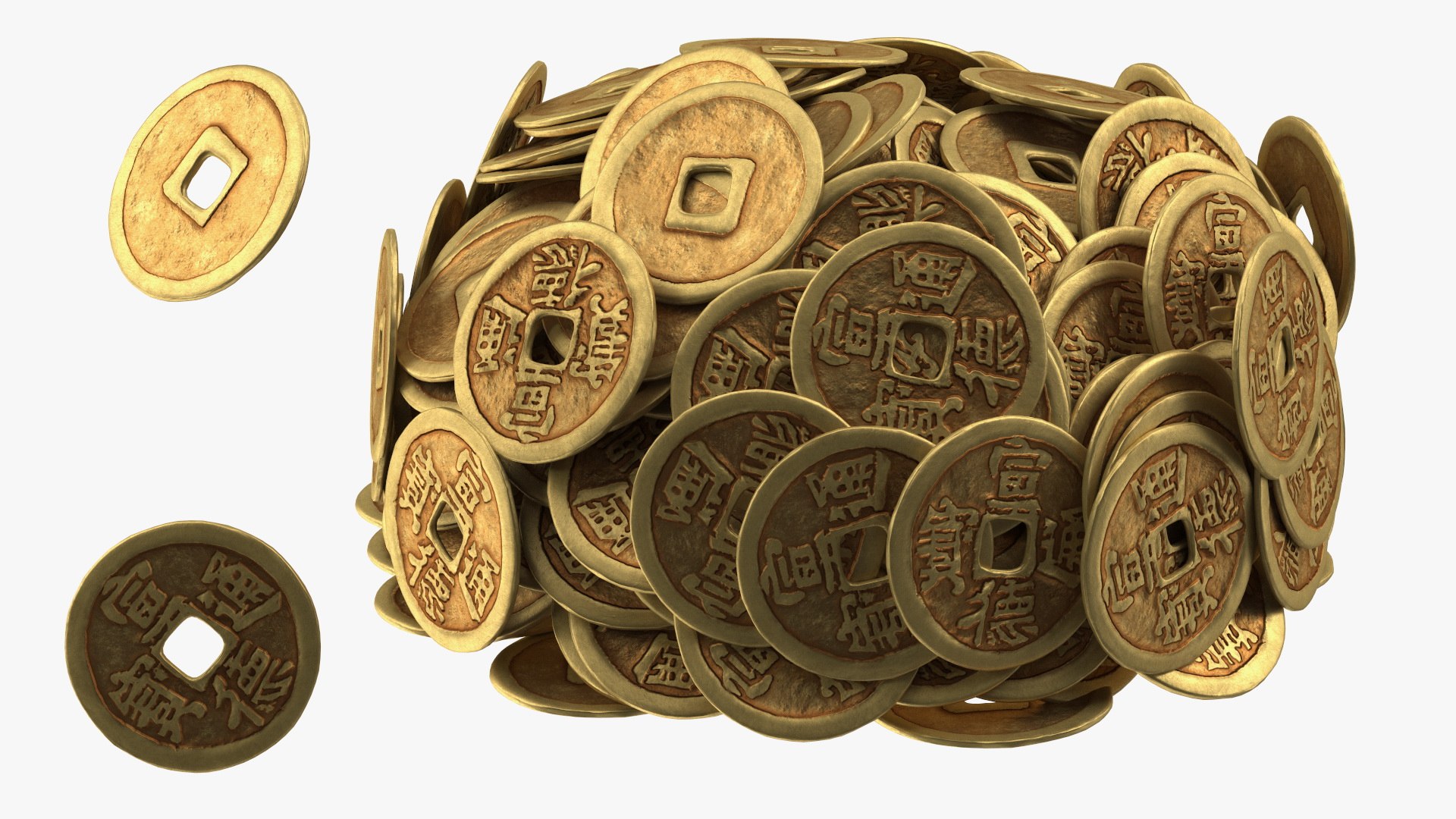 3D Ancient Pot with Chinese Coins - TurboSquid 2065232