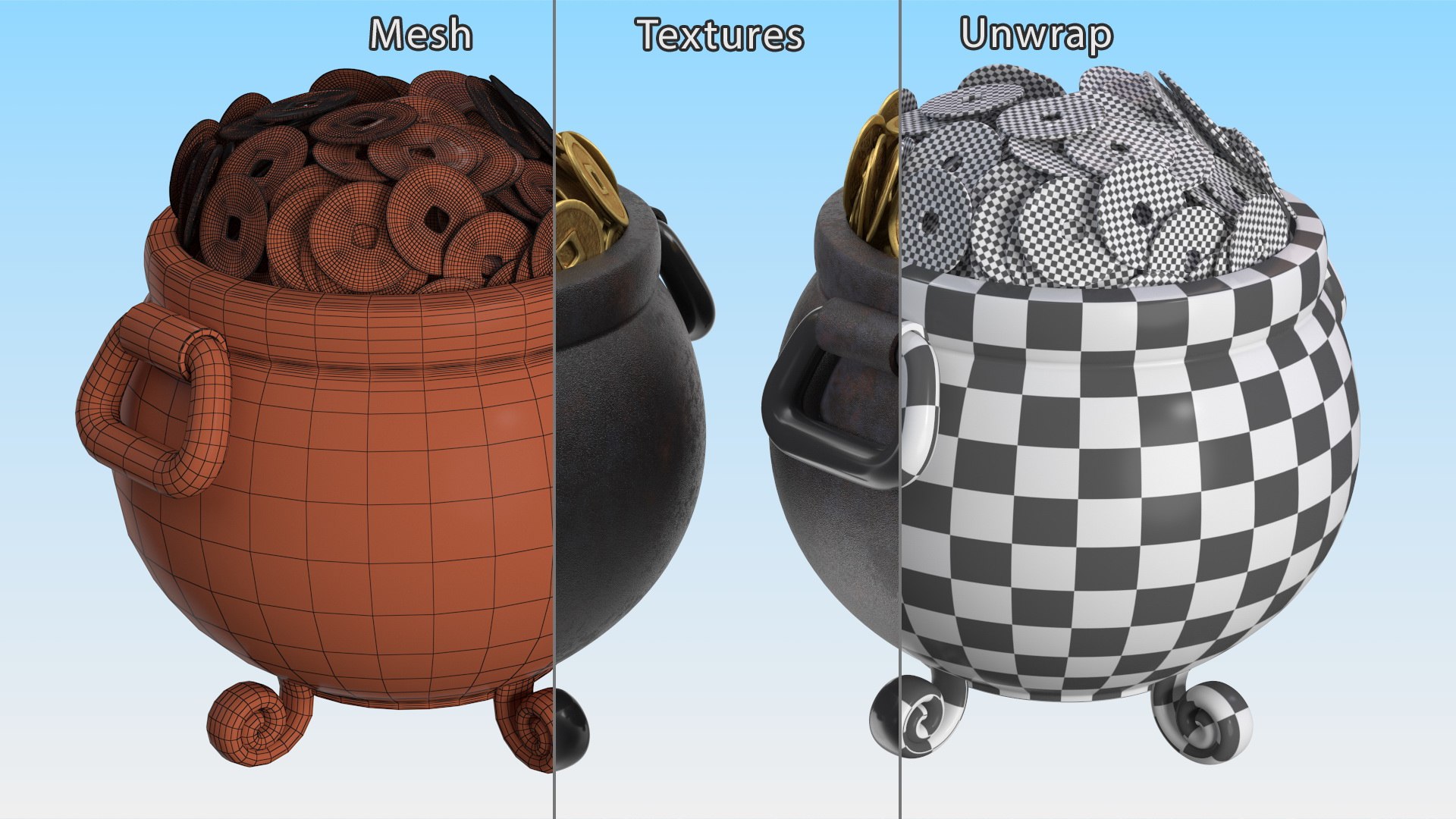 3D Ancient Pot With Chinese Coins - TurboSquid 2065232