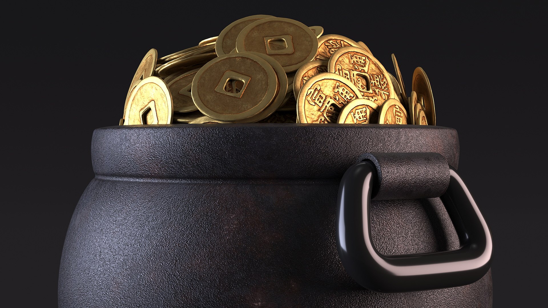 3D Ancient Pot With Chinese Coins - TurboSquid 2065232