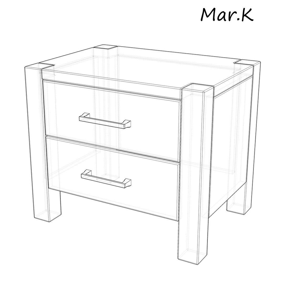 3d Model Of Bedside Table
