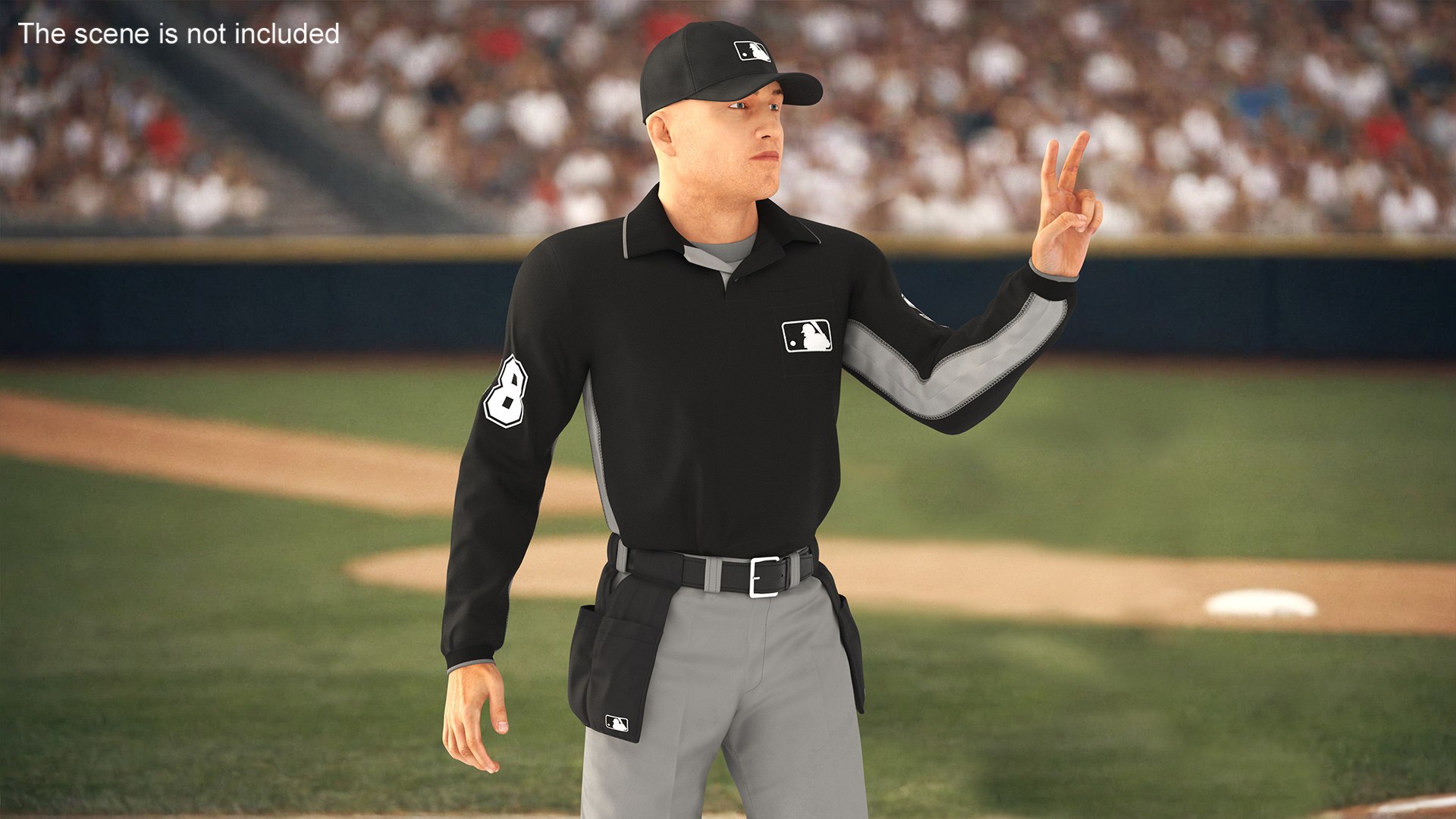 Baseball Umpire In Cap Showing Points 3D - TurboSquid 2297189