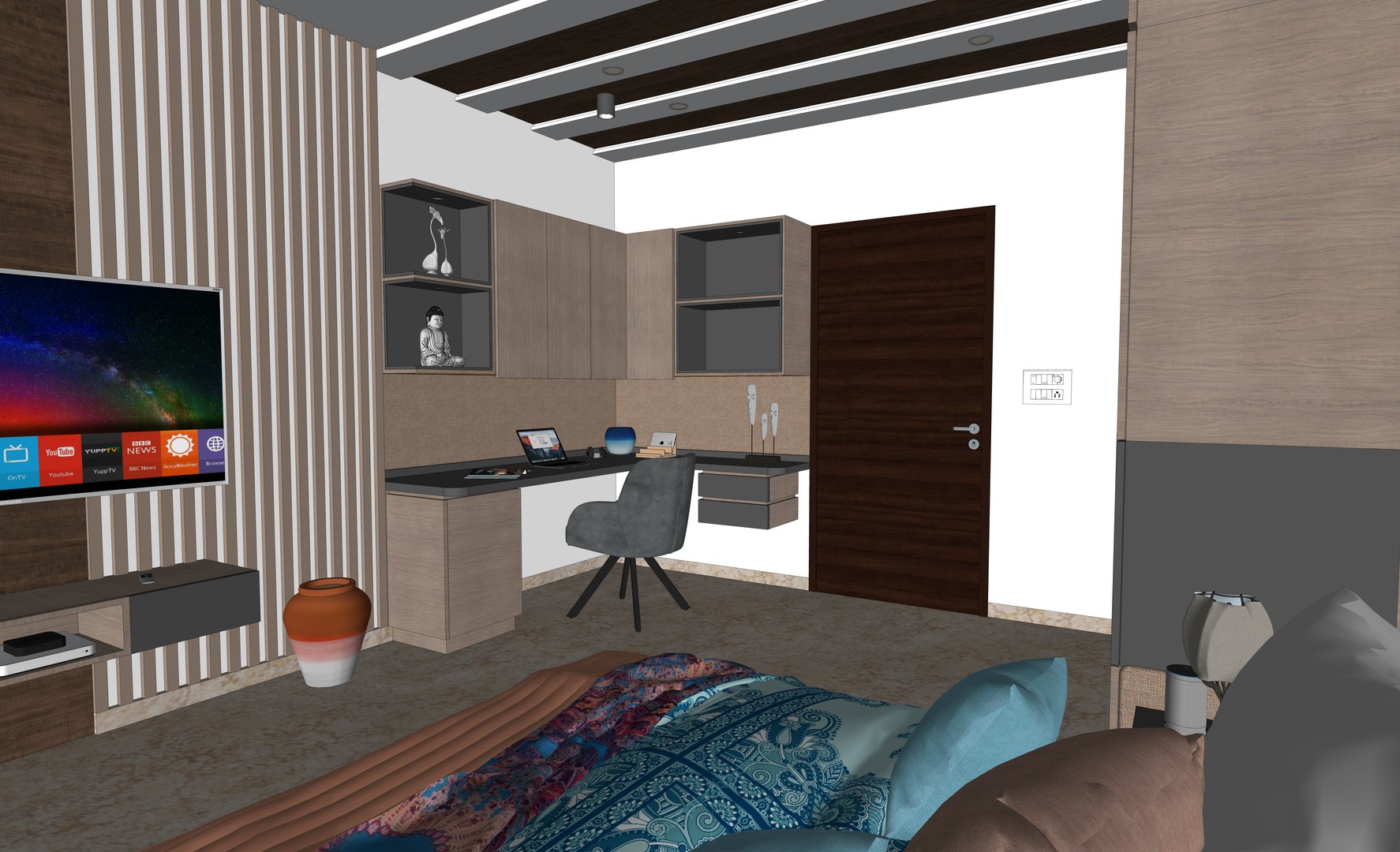 3D Bedroom SketchUp File Model - TurboSquid 2206587
