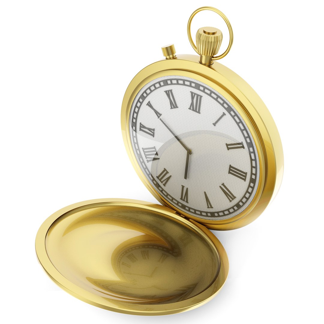 3d Golden Pocket Watch