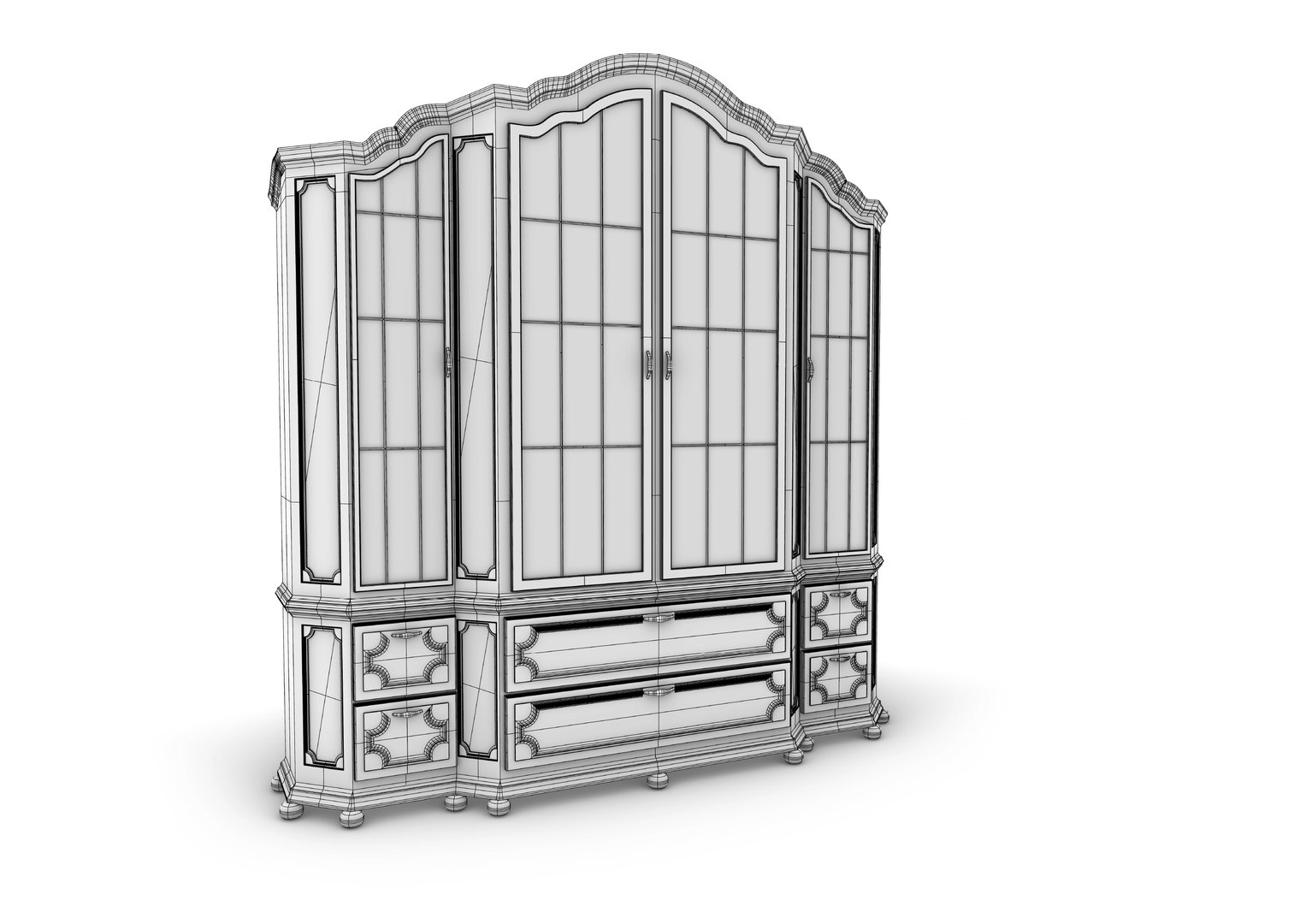 Old Antique Wardrobe Bookcase Model - TurboSquid 1695850