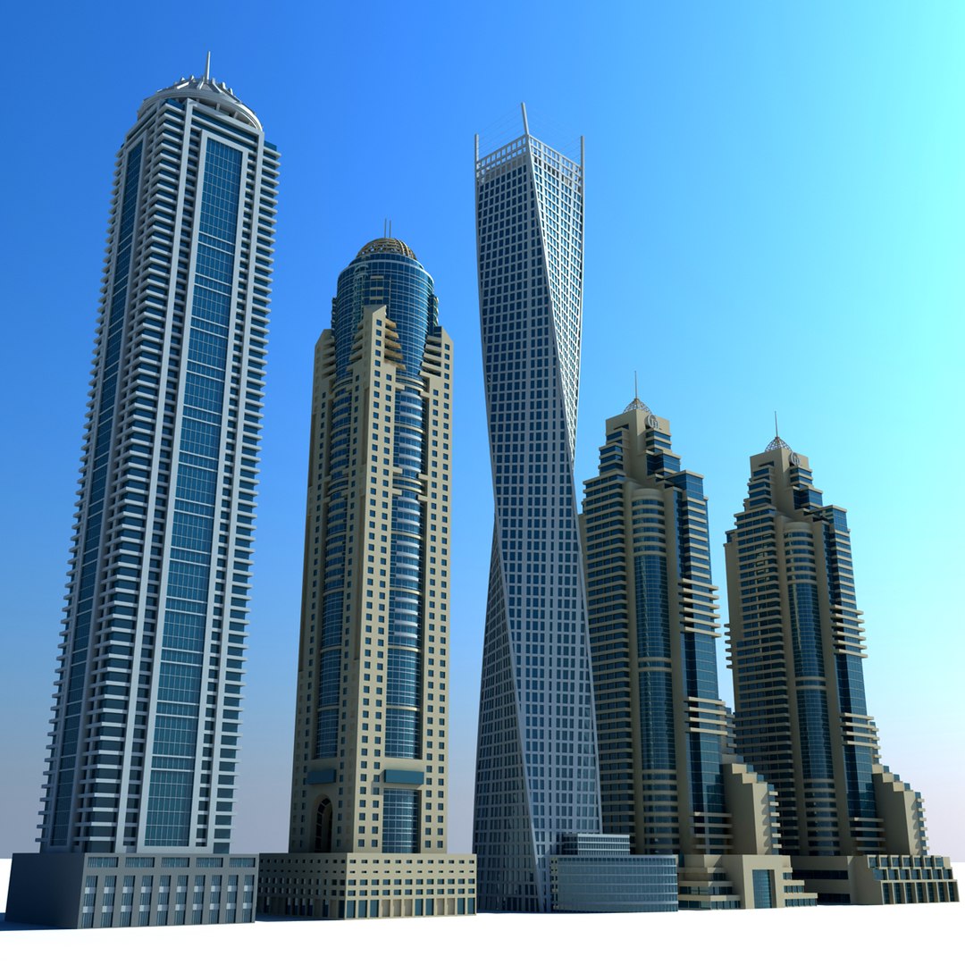 3d Model Dubai Marina Towers 03
