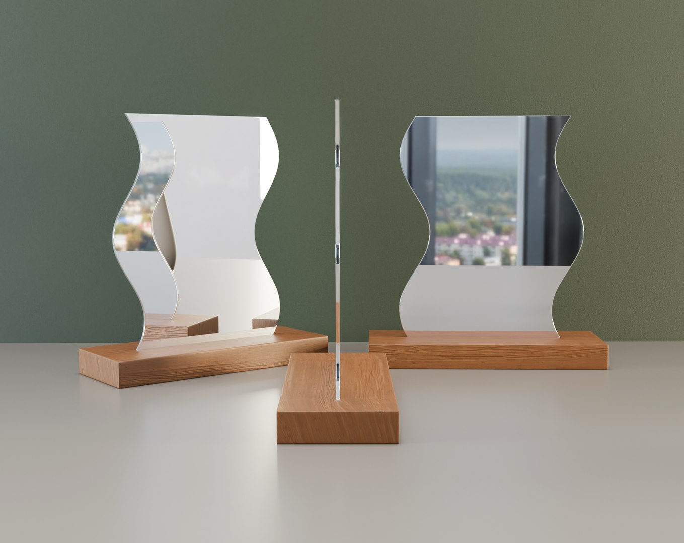 3D Decorative Mirrors On An Irregularly Shaped Stand - TurboSquid 2214890