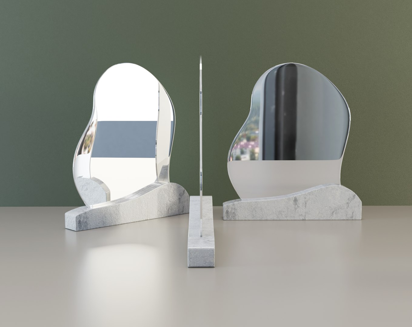 3D Decorative Mirrors On An Irregularly Shaped Stand - TurboSquid 2214890