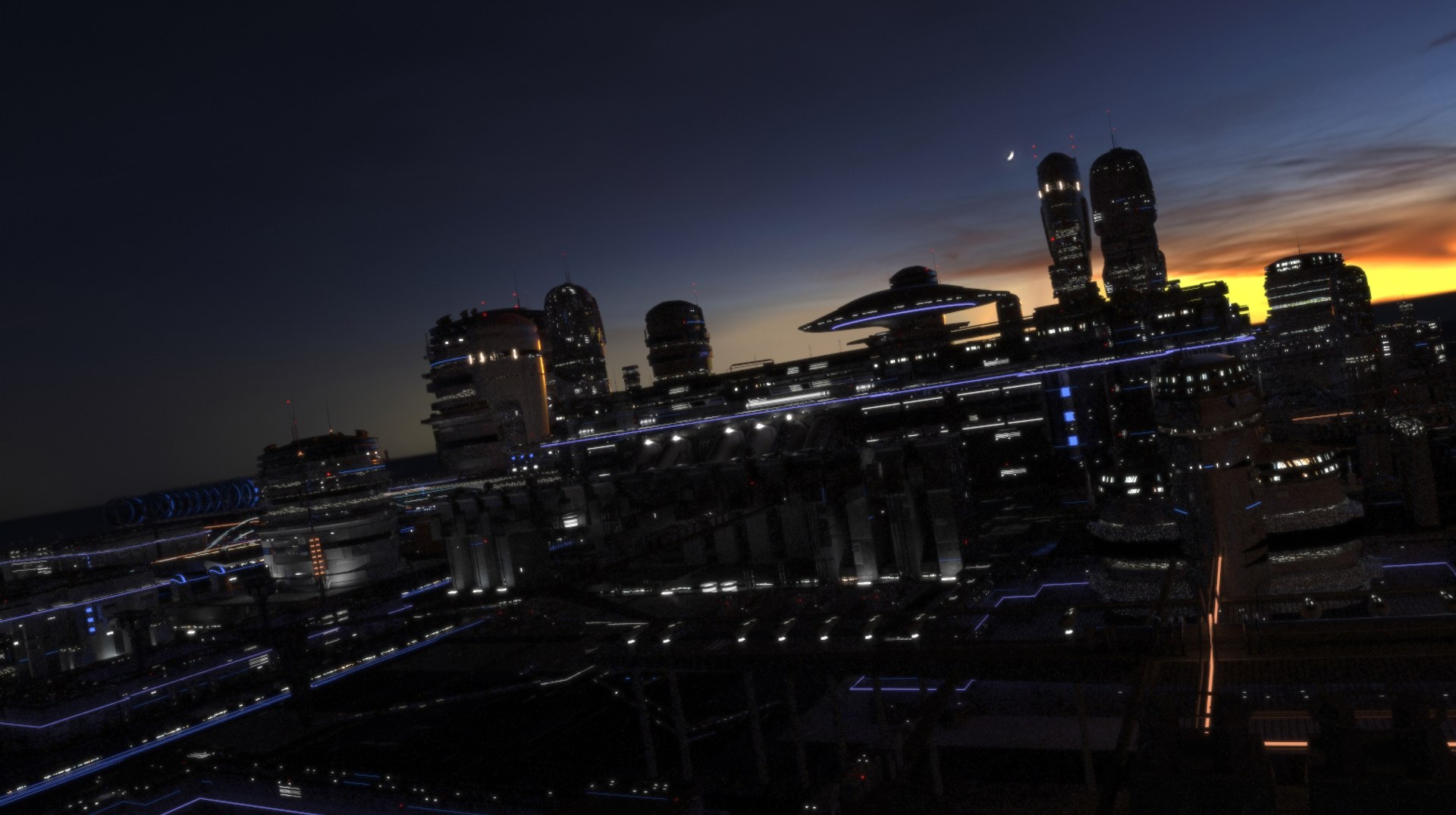 Night Future City 3D Model - TurboSquid 1159405
