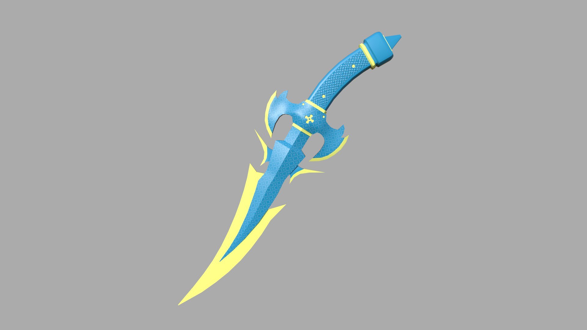 Medieval Dagger 10 Cartoon Blue - Fantasy Character Weapon 3D Model ...