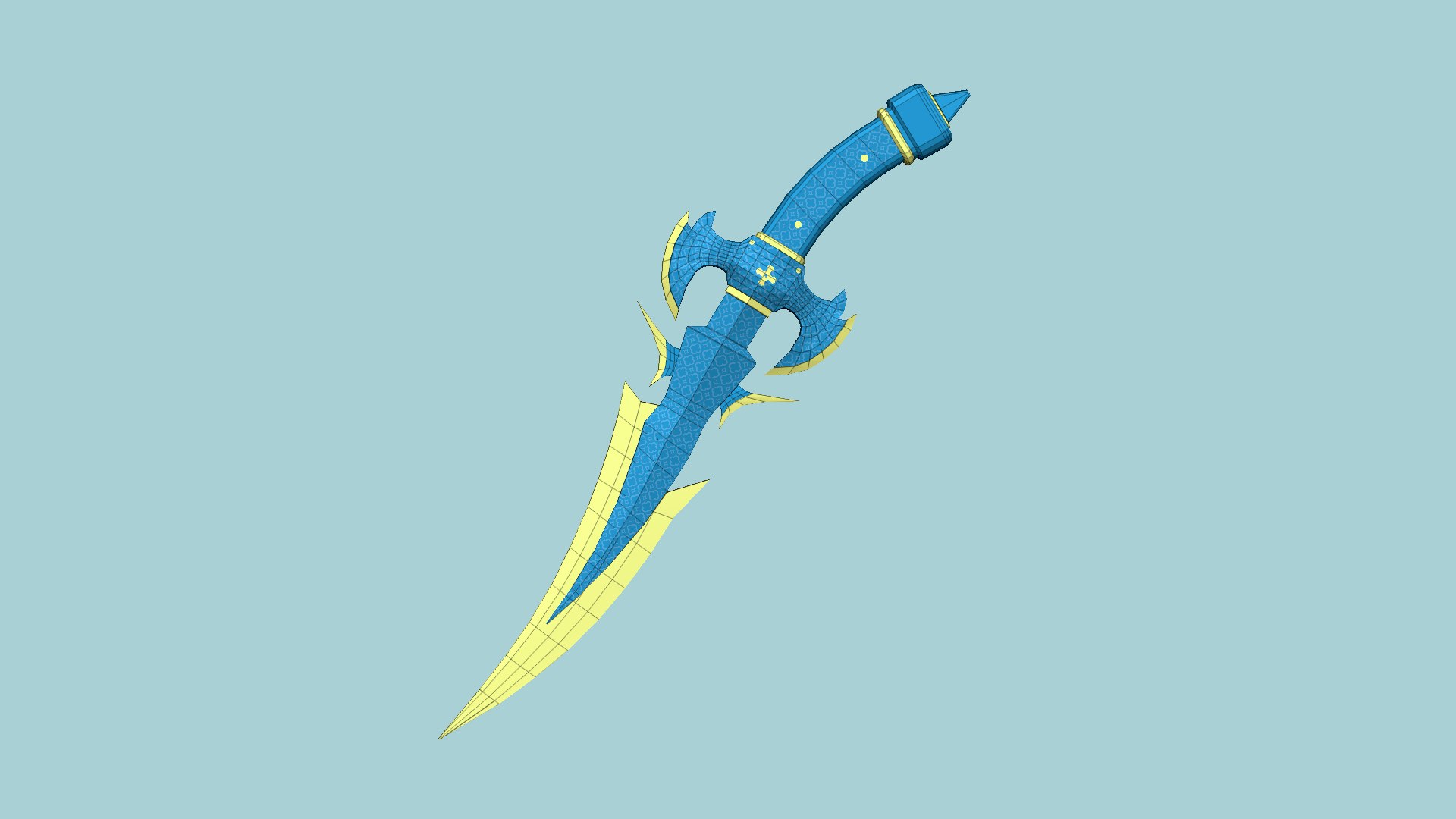Medieval Dagger 10 Cartoon Blue - Fantasy Character Weapon 3D Model ...